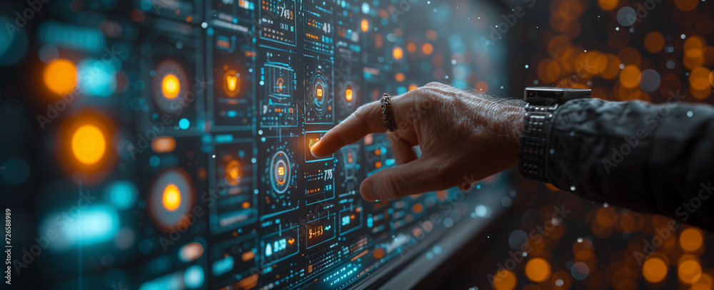 A business developer employs the Kanban board framework on a laptop for ...