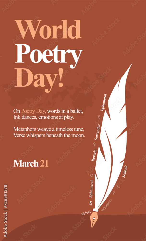 Vecteur Stock World poetry day. March 21, World poetry day celebration ...