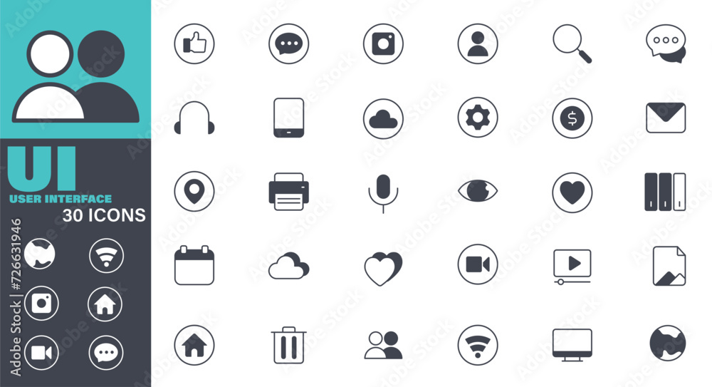 User Interface Icons set. Solid icon collection. Vector graphic ...