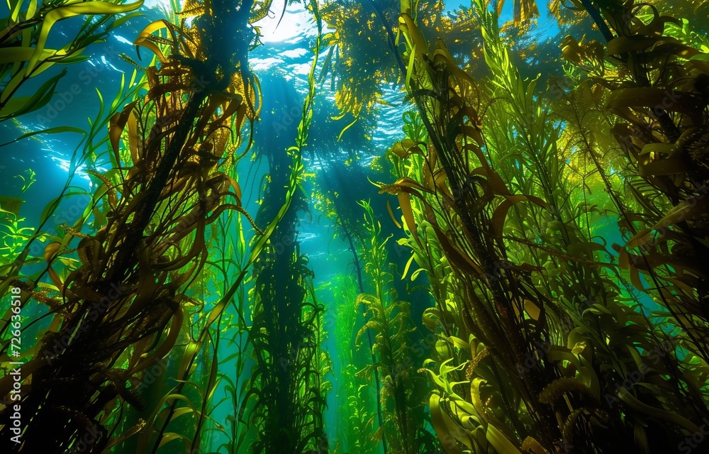 Giant seaweed in the underwater world. Underwater seaweed. Seaweed ...