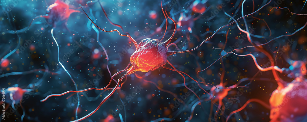 neurons live impulses of a neural network transmitted along nerves ...