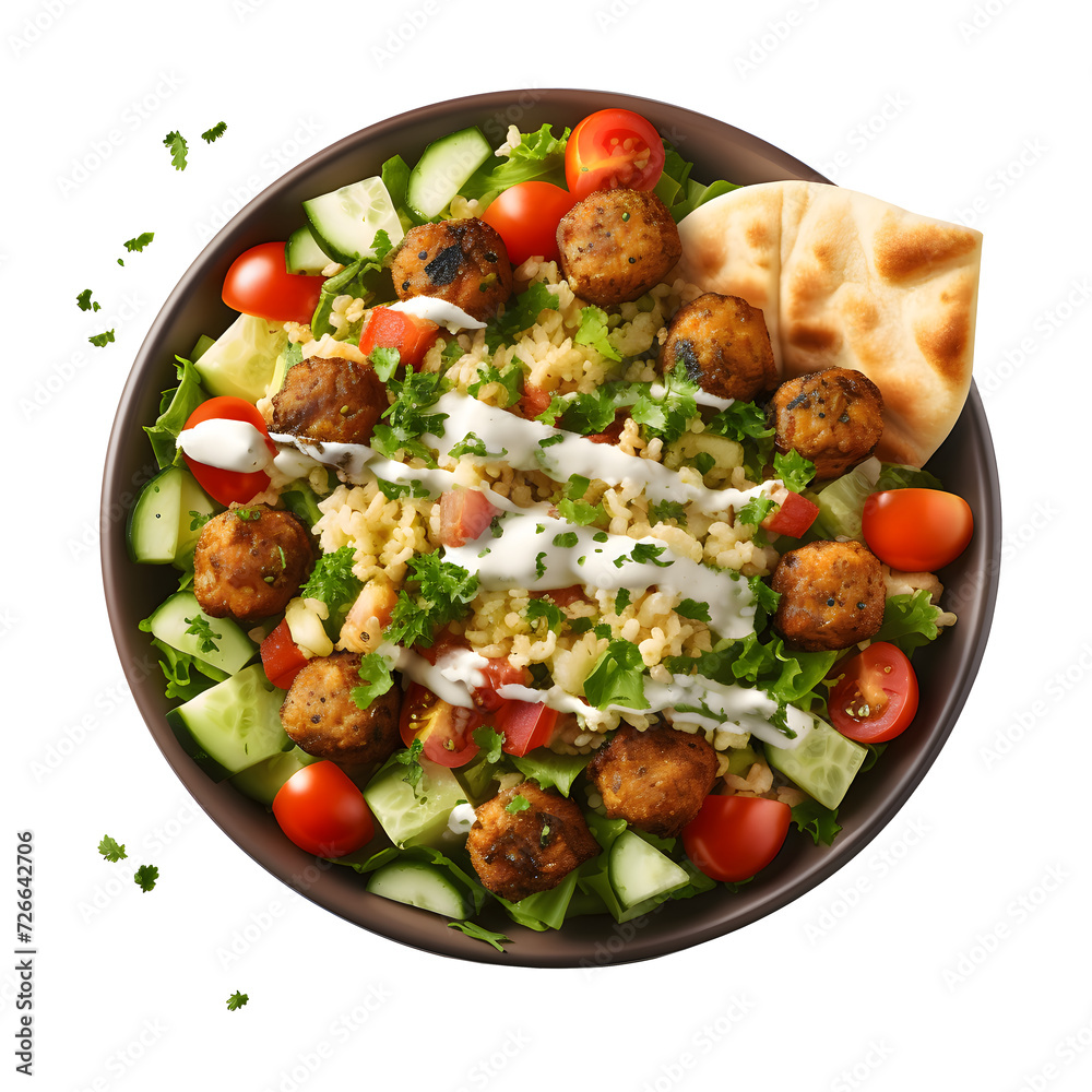 Vegan falafel bowl psd mockup in flat lay style on png background Stock ...
