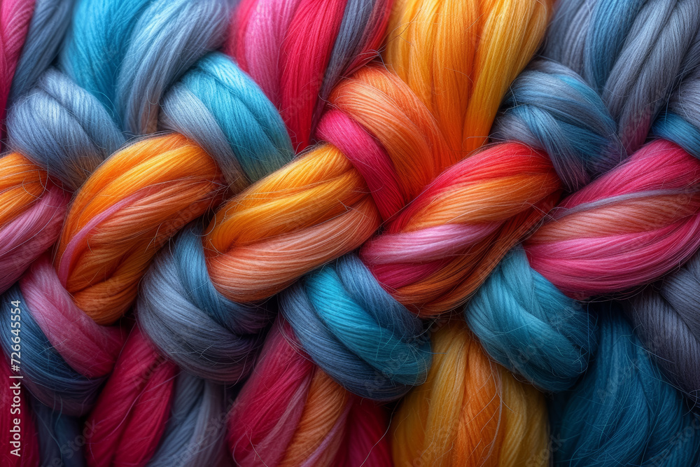 Intertwining strands of vibrant colors create a maximalist ...