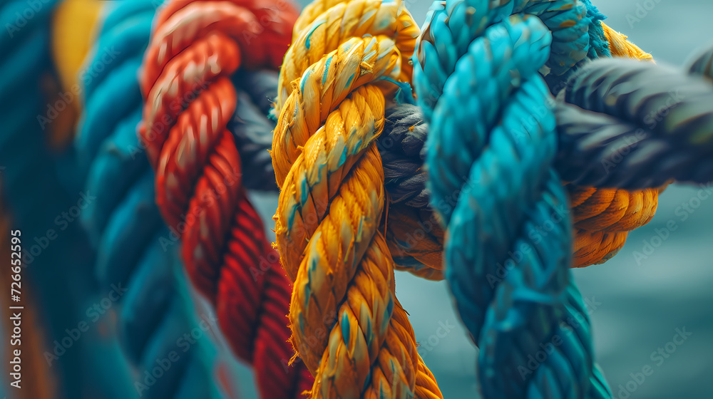 Team rope diverse strength connect partnership together teamwork unity ...