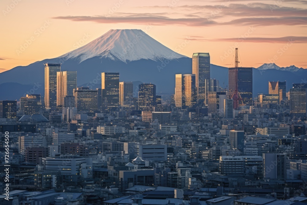 This beautiful cityscape captures the stunning view of a vibrant city ...