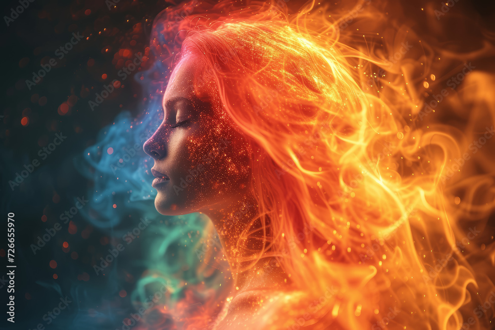 A visualization of a person's aura, with radiant waves of color ...