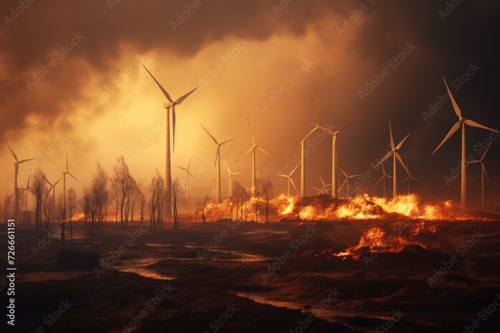 Windmills in Field, A Scenic Landscape With Multiple Windmills in the ...