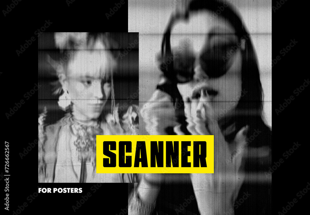 90s Distorted Scanner Screen Poster Photo Effect With Generative AI ...
