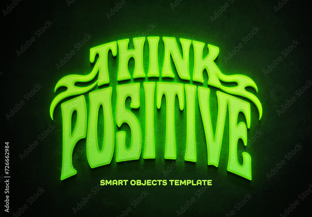 Green Neon Tube Sign Text And Logo Effect Mockup Stock Template | Adobe ...