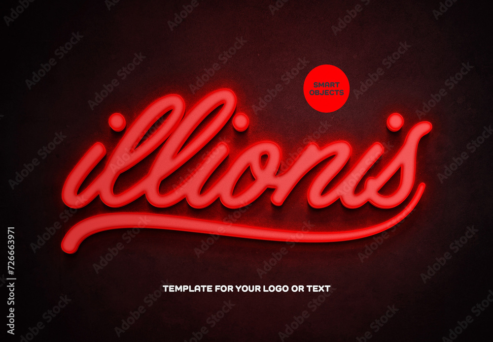 Red Neon Tube Sign Text And Logo Effect Mockup Stock Template | Adobe Stock