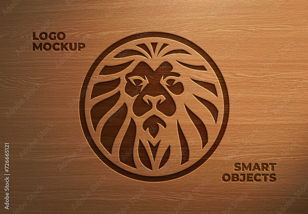 Wood Carved Text And Logo Mockup Stock Template | Adobe Stock