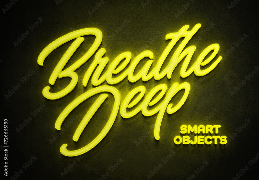 Yellow Neon Tube Sign Text And Logo Effect Mockup Stock Template ...