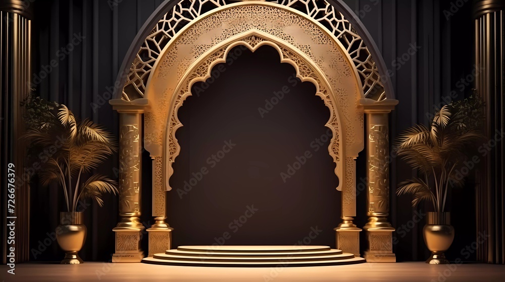 3d illustration stand booth backdrop photo installation Islamic ...