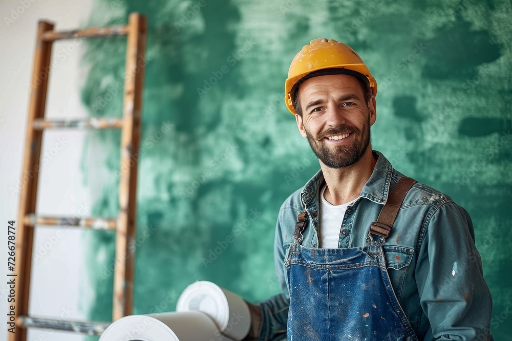 A rugged construction worker beams with pride as he stands in front of ...