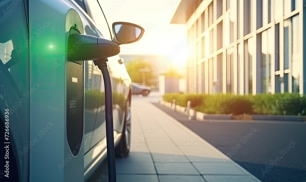 Urban Serenity: A Car Parked on the Side of a Road Next to a Tall ...