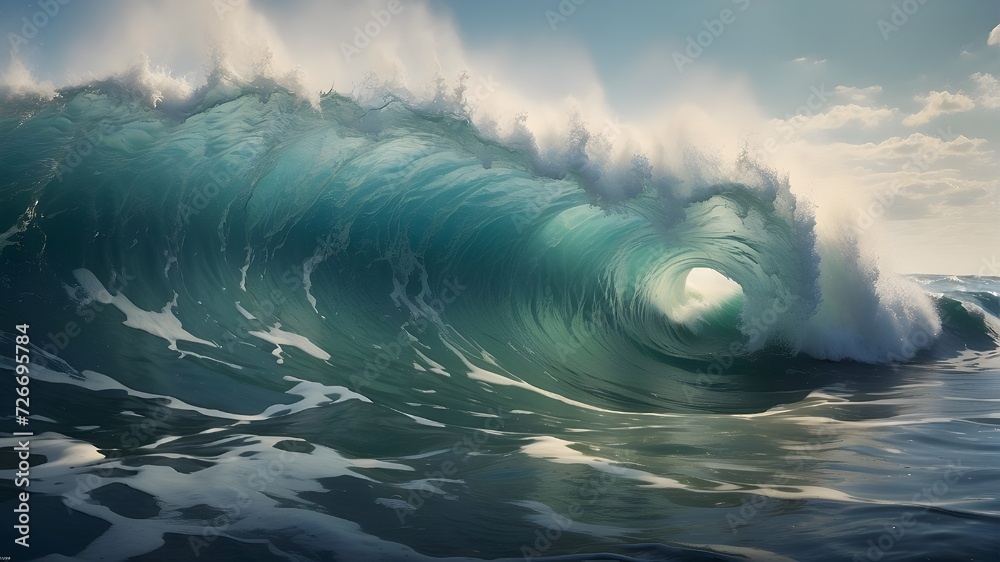the beauty of marine nature with a powerful depiction of a big wave in ...