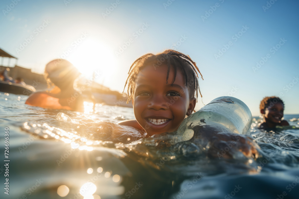 Concept pollution water with waste plastic and human, global problem ...