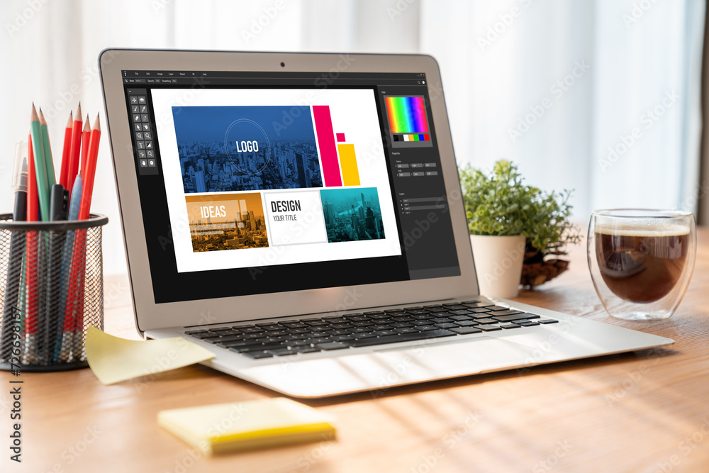 Graphic designer software for modern design of web page and commercial ...