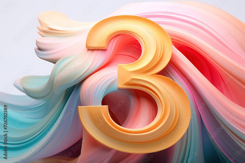 Colorful number three. Symbol 3. Invitation for a third birthday party ...