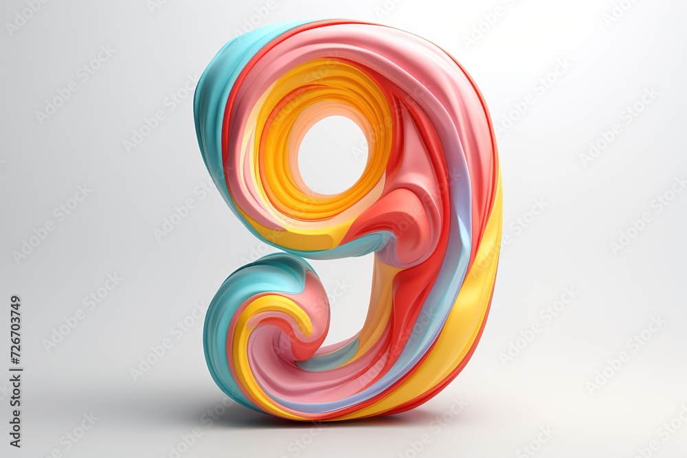 Colorful and playful number nine. Symbol 9. Invitation for a ninth ...