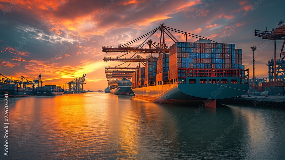 Container ship in the vast ocean, serving as a vital link for global ...