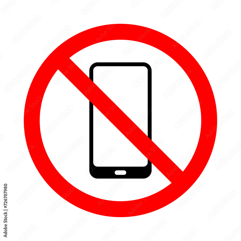 Mobile phone prohibited icon vector image on white background. Warning ...