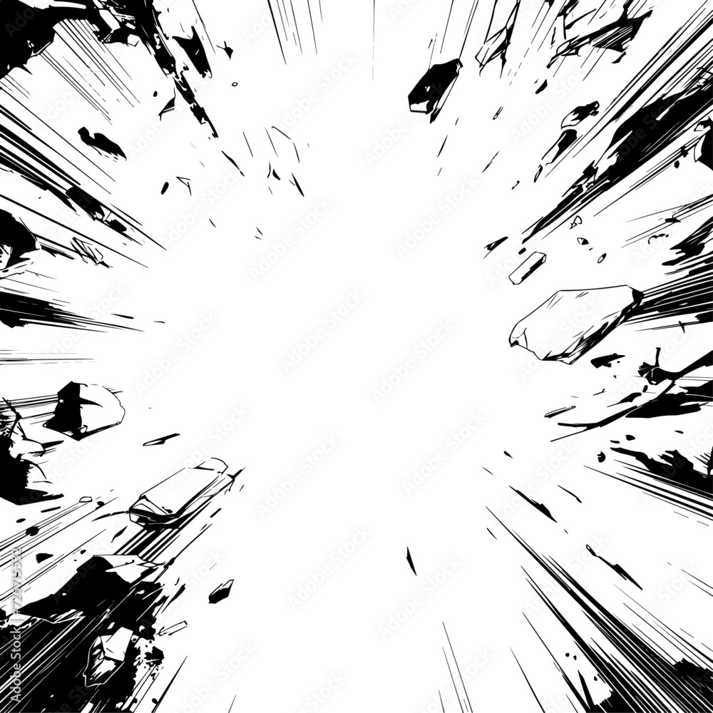 Comic scene of radiant power blast drawing lines generated with AI ...