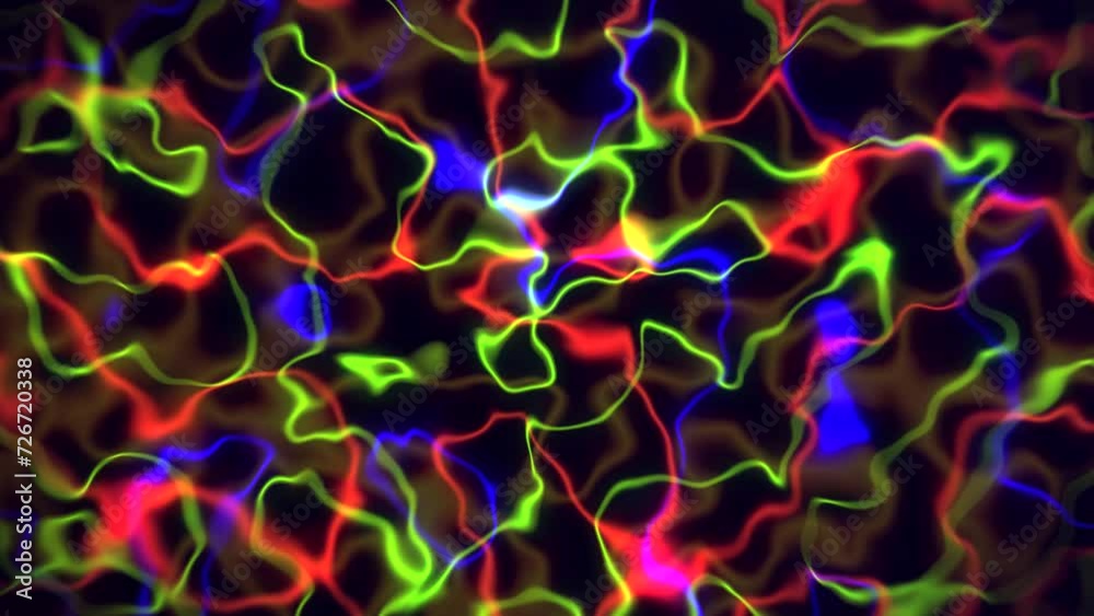 Wavy liquid neon lines pattern seamless animation on dark background ...