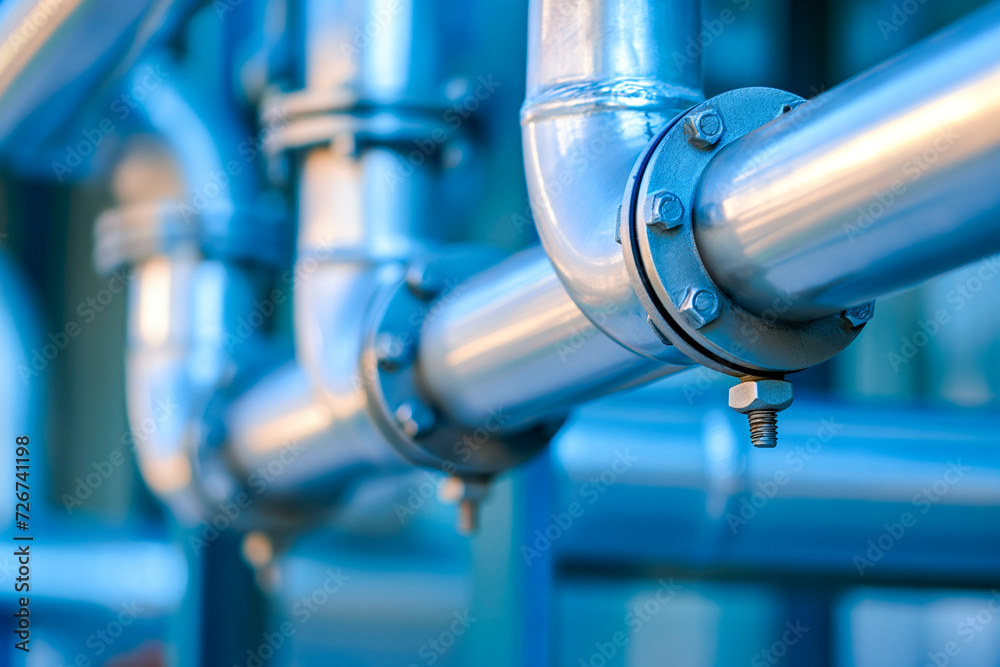 Building piping systems, an array of different pipes and piping systems ...