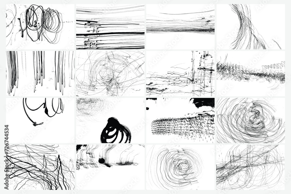 Abstract drawing pattern set. Scribbled hand drawn backgrounds. Organic ...