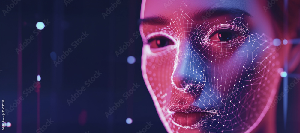 a human being with the help of artificial intelligence technology, in ...