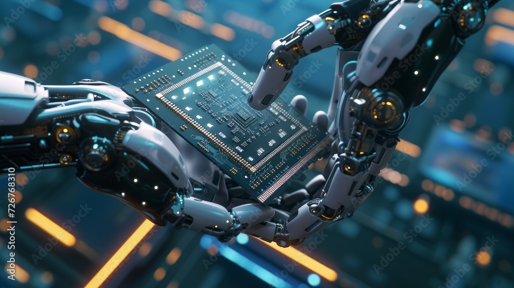 Futuristic Animation Concept: High-Tech Authentic Robot Arm Holding ...