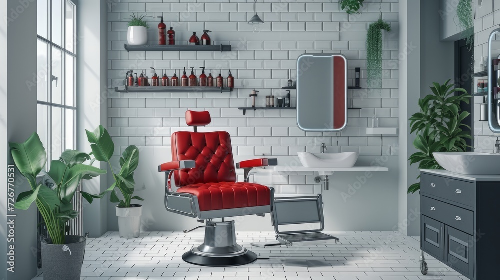 Stylish hairdressing salon equipment. Stylish Barber Chair Isolated ...