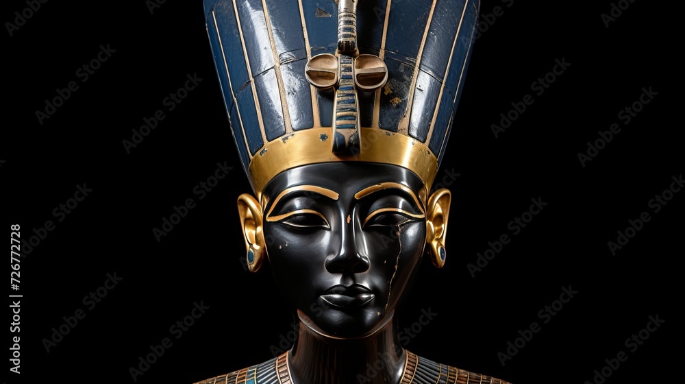 Ancient egyptian female pharaoh statue in traditional attire, regal ...