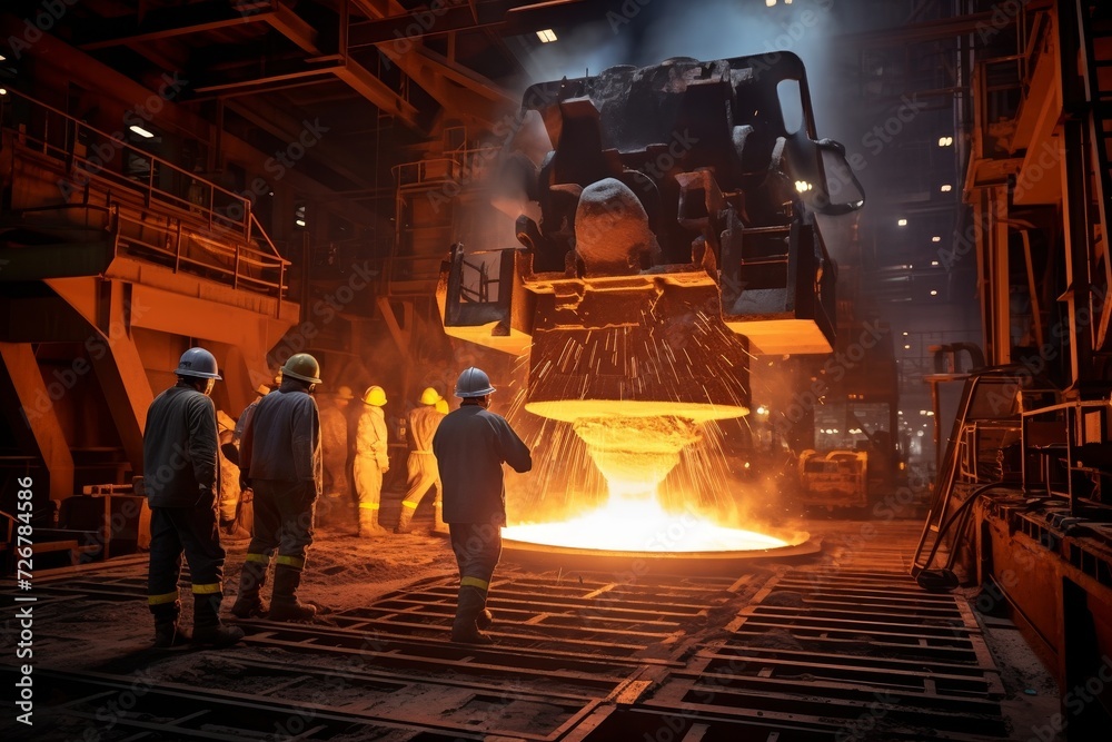 A Massive Electric Arc Furnace at Work in an Industrial Setting, with ...