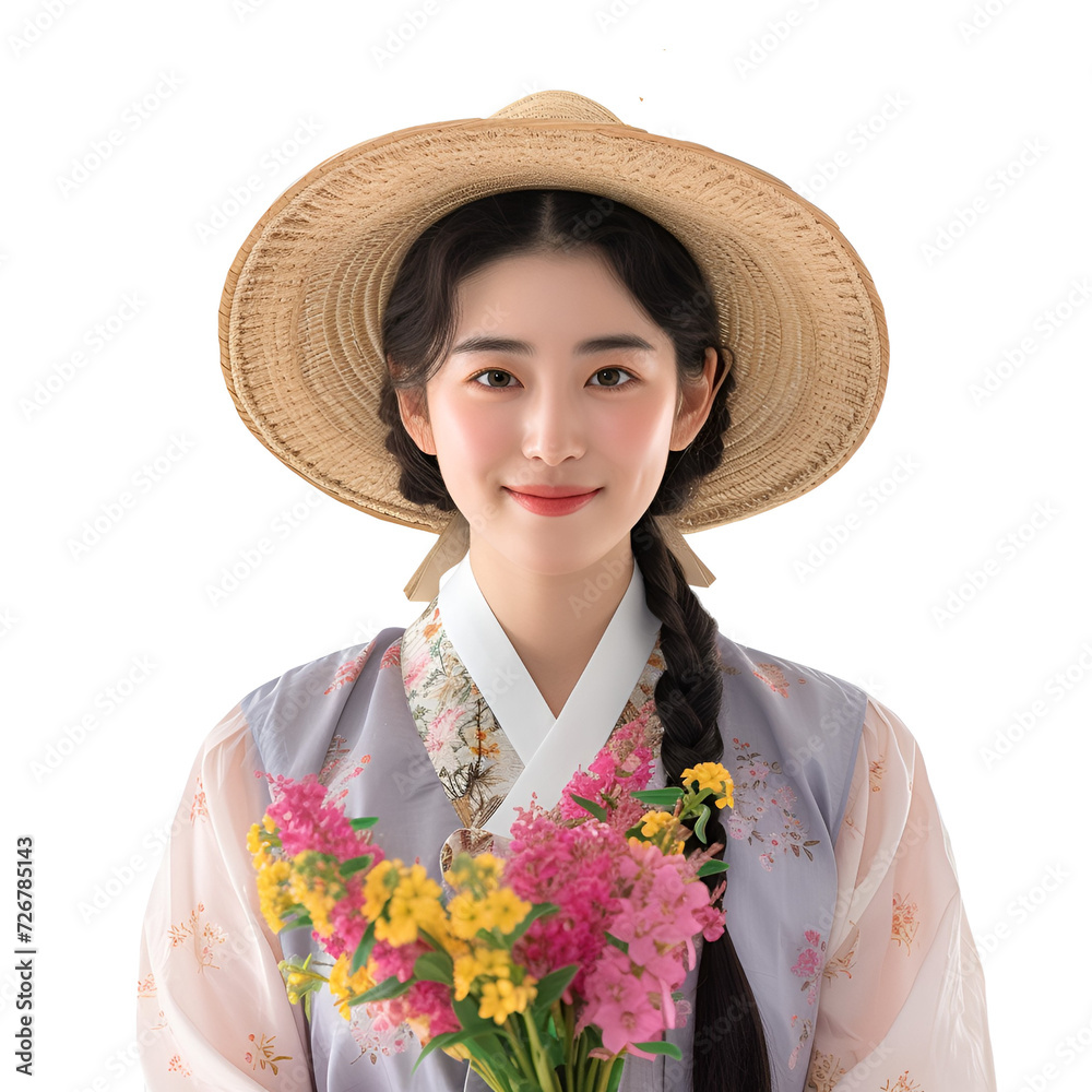 A Smiley Young Asian Woman in Spring Attire: A Portrait with a Dress ...