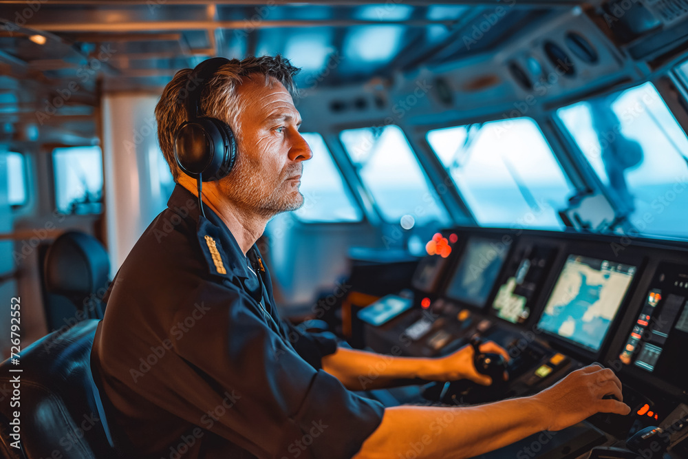 Captain in control of the cruise, Navigation officer on watch during ...