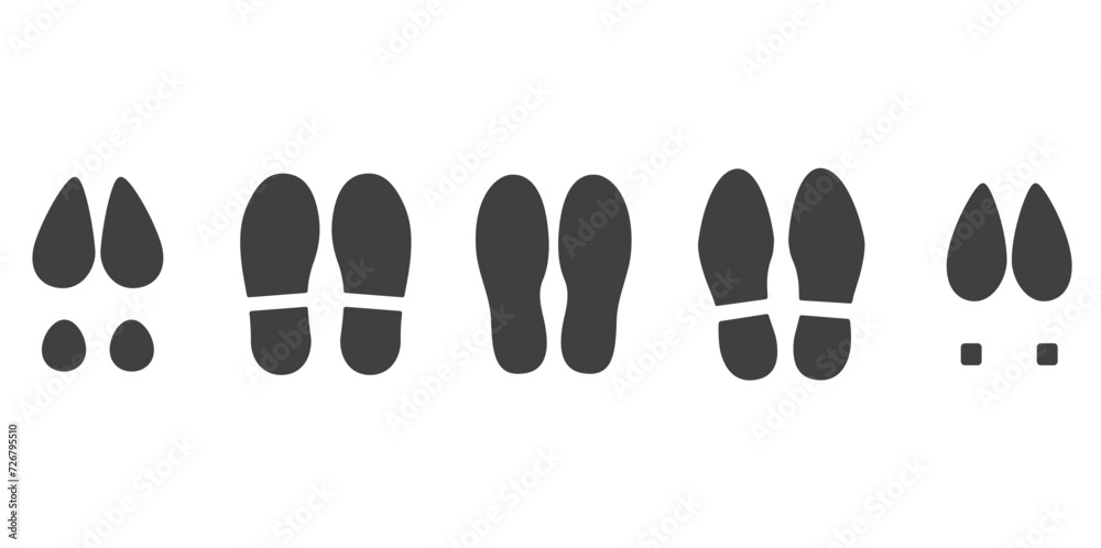 Flat icon of footprints. Footsteps icon collection. Vector illustration of footprint man and ...
