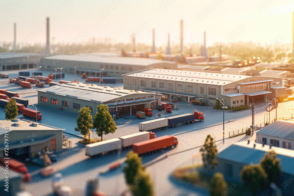 industrial park with several large factories and warehouses. There are ...