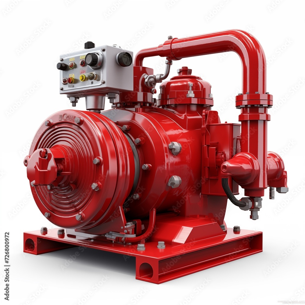 red fire pump illustration. turbine industry equipment isolated white ...