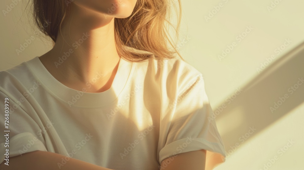 A woman with soft skin on her arm is portrayed in a style that features ...