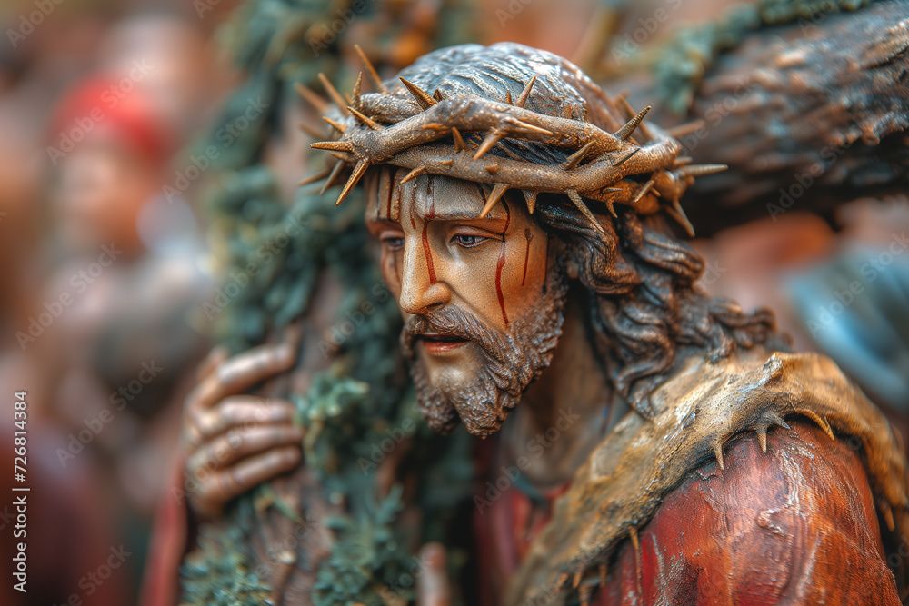 Statue of the Passion of Christ, carrying the cross on the shoulder ...