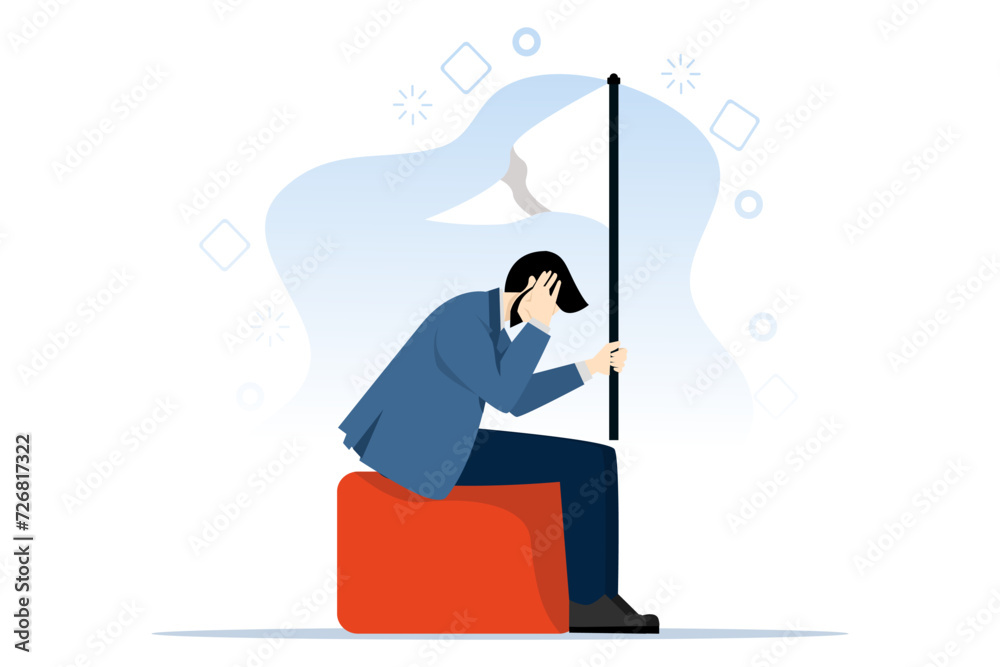 Giving up, abandoning hopes or dreams, loser or business failure ...