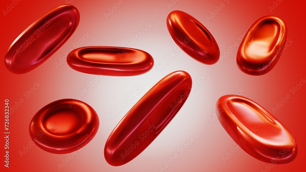 3d rendering of Elliptocytes, also known as ovalocytes or cigar cells ...