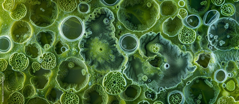 Stacked photo at 340x magnification displays marine microalgae attached ...
