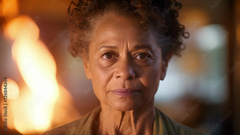 A middleaged woman, her chocolate brown eyes fill with tears, not of ...