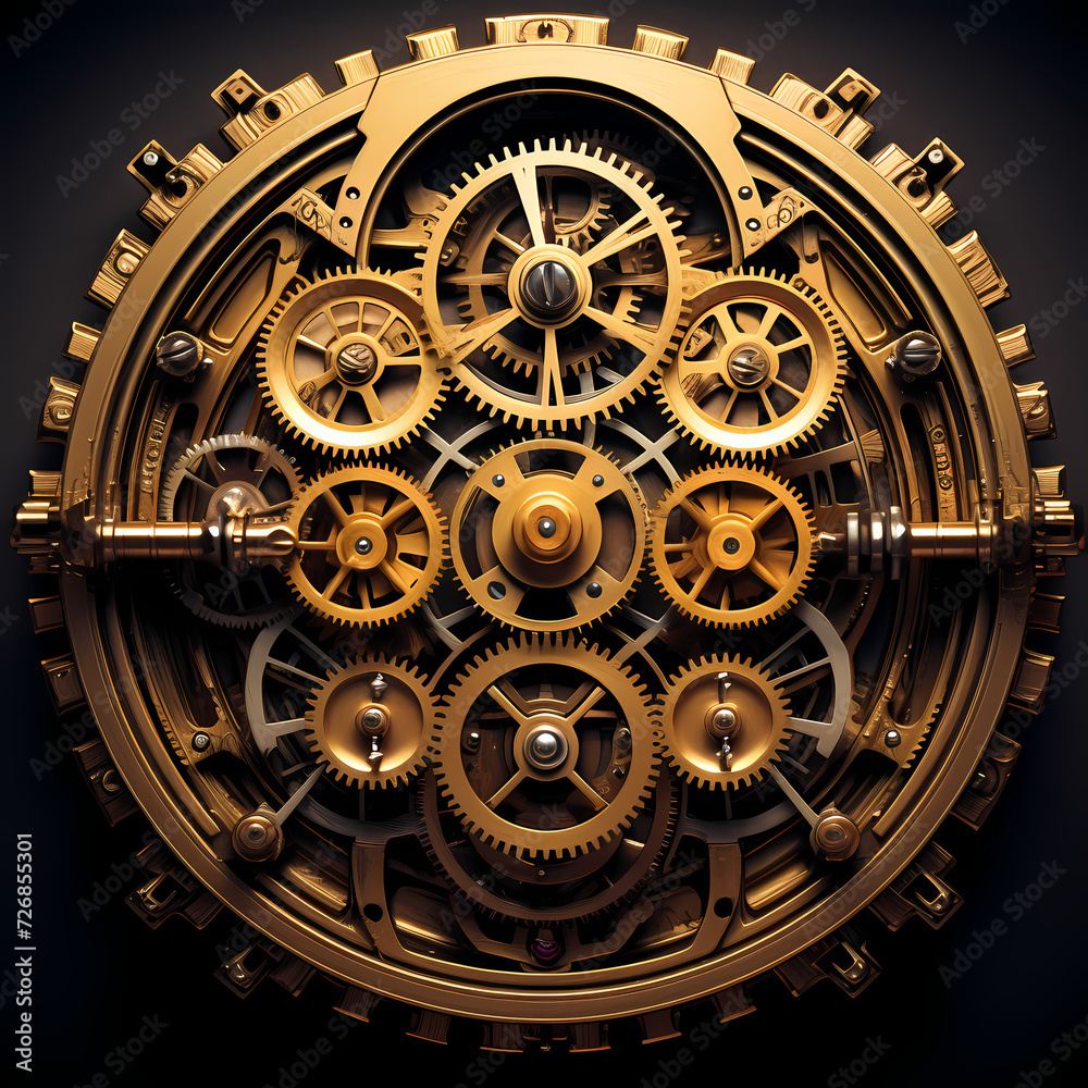 Steampunk-style gears forming the inner workings of a clock. Stock ...