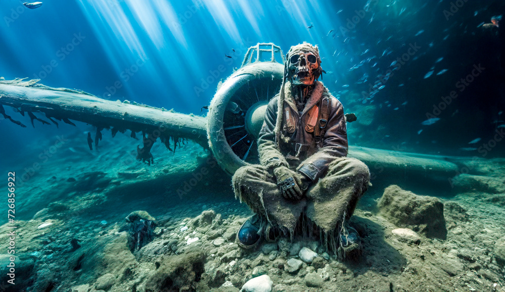 The skeletal remains of a World War 2 pilot still wearing his military ...