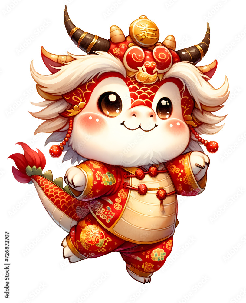 2024 Cute Dragon clipart, Chinese New Year Watercolor Clipart, Lion ...