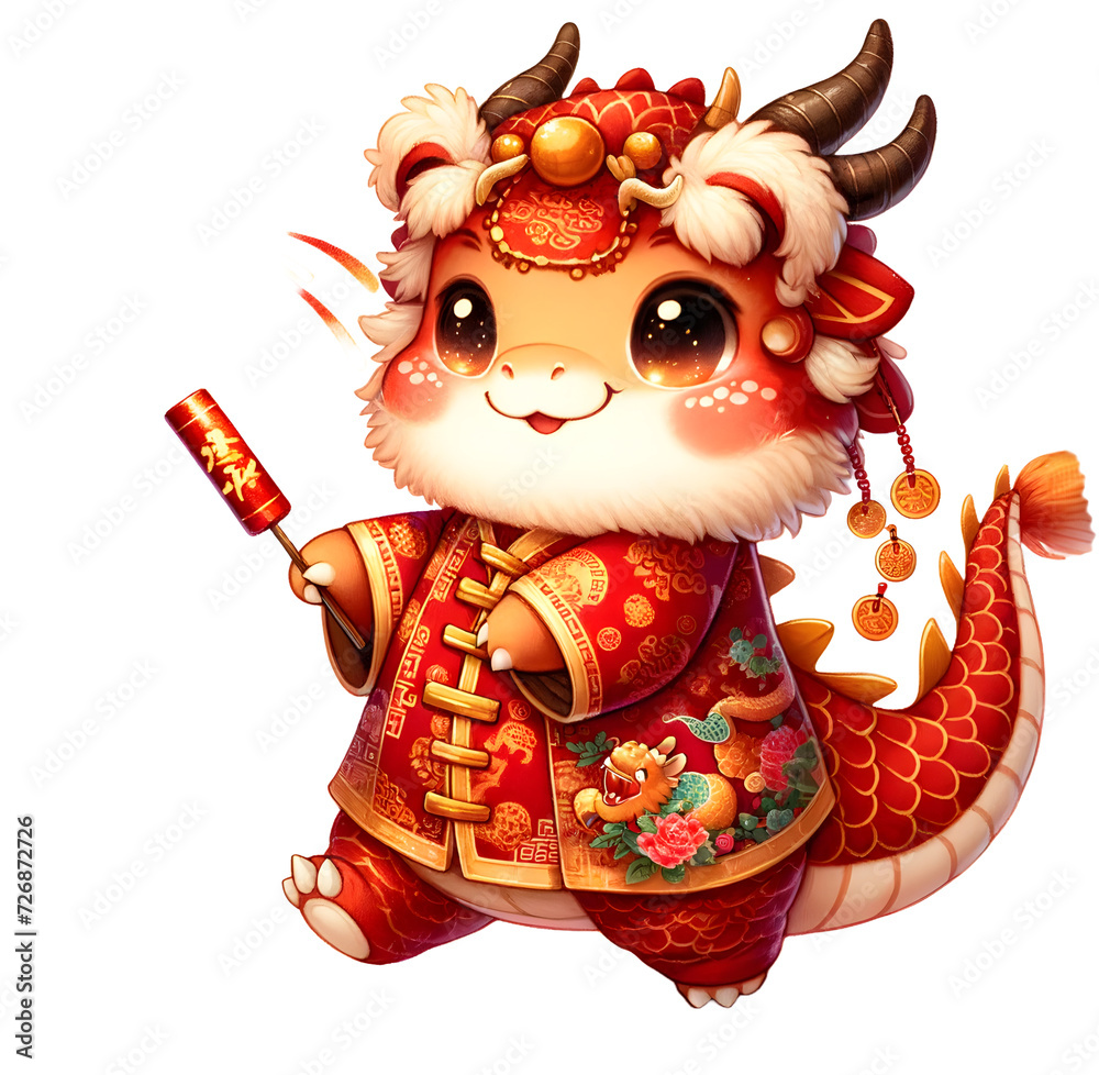 2024 Cute Dragon clipart, Chinese New Year Watercolor Clipart, Lion ...